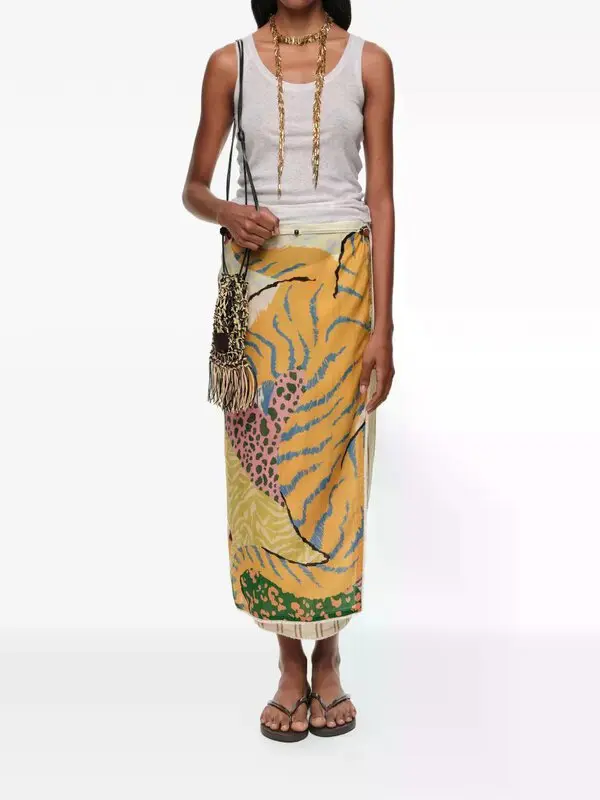 Bimba Y Lola Wild Patchwork Linen Sarong Skirt
