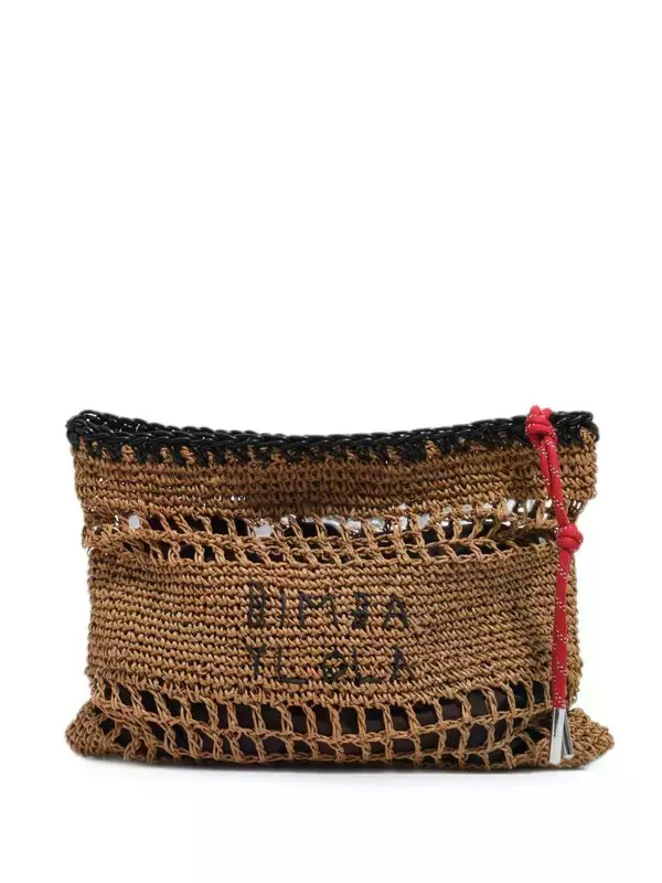 Bimba Y Lola Medium Dark Natural Raffia-effect Handbag
