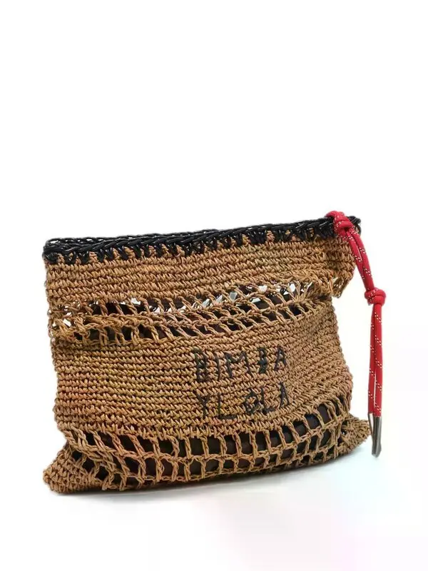 Bimba Y Lola Medium Dark Natural Raffia-effect Handbag