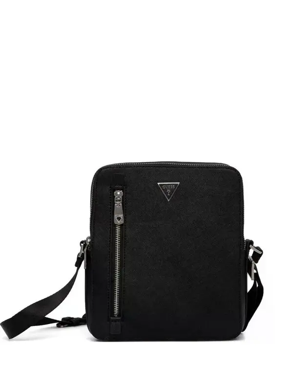 Guess Logo-plaque Saffiano-effect Crossbody Bag