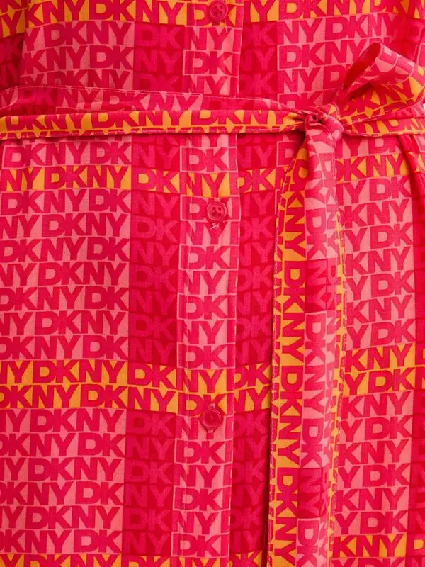 Dkny Logo-print Belted Midi Dress