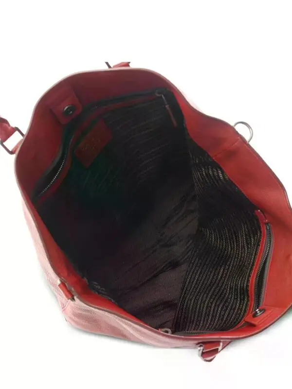 Prada Grained Leather Tote Bag - Red