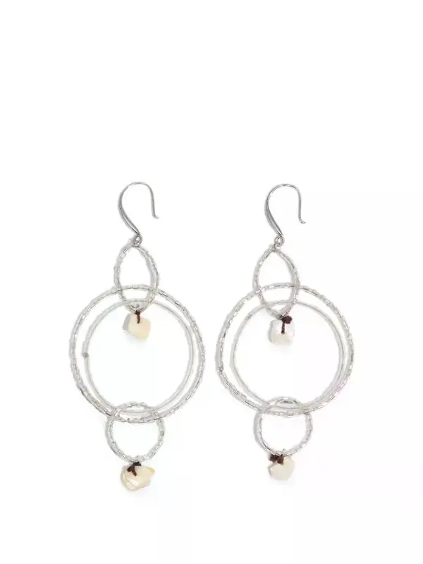 Bimba Y Lola Beads And Mother-of-pearl Earrings - Silver