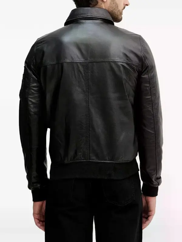 Alpha Industries Logo Patch Leather Jacket