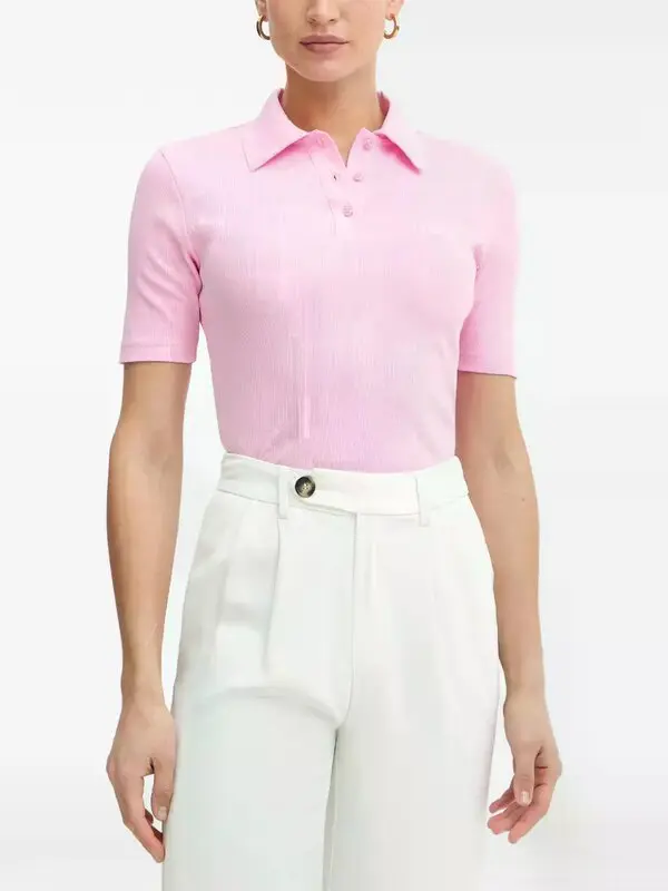 Iceberg Logo-embroidered Ribbed-knit Polo Shirt