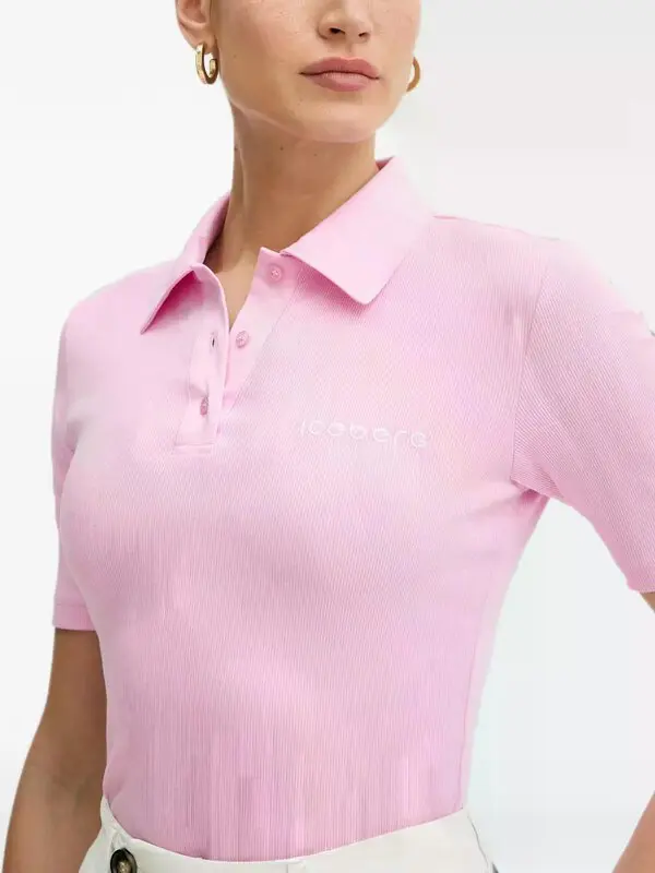 Iceberg Logo-embroidered Ribbed-knit Polo Shirt