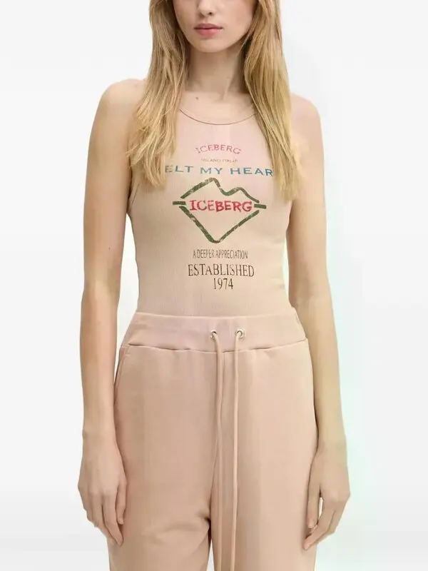Iceberg Ribbed-knit Graphic Tank Top - Pink