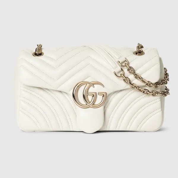 Gucci Gg Marmont Medium Shoulder Bag In Leather - White