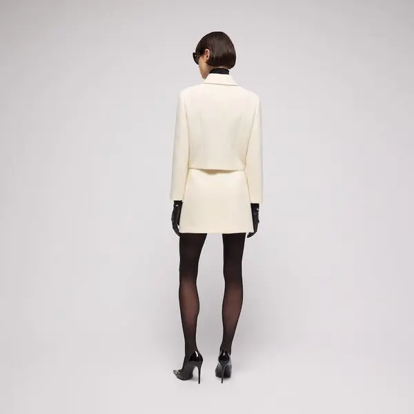 Gucci Crêpe Wool Skirt With Double G Button Detail - White