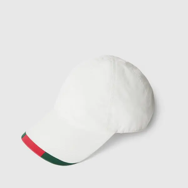 Gucci Cotton Canvas Baseball Hat With Web Trim - White