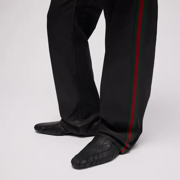 Gucci Leather Slip-on Sneakers With Web Detail