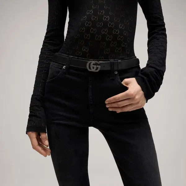 Gucci Belt With Double G Buckle - Black