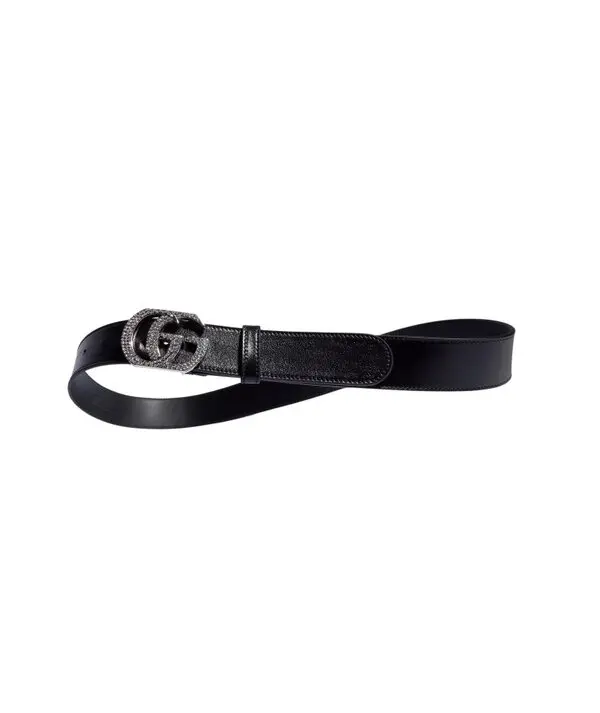 Gucci Belt With Double G Crystal Buckle - Black