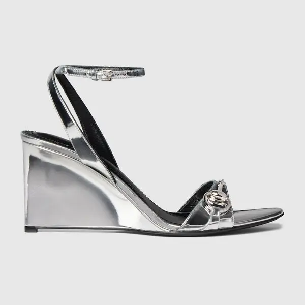 Gucci Donna Platform Wedge Sandal - Silver