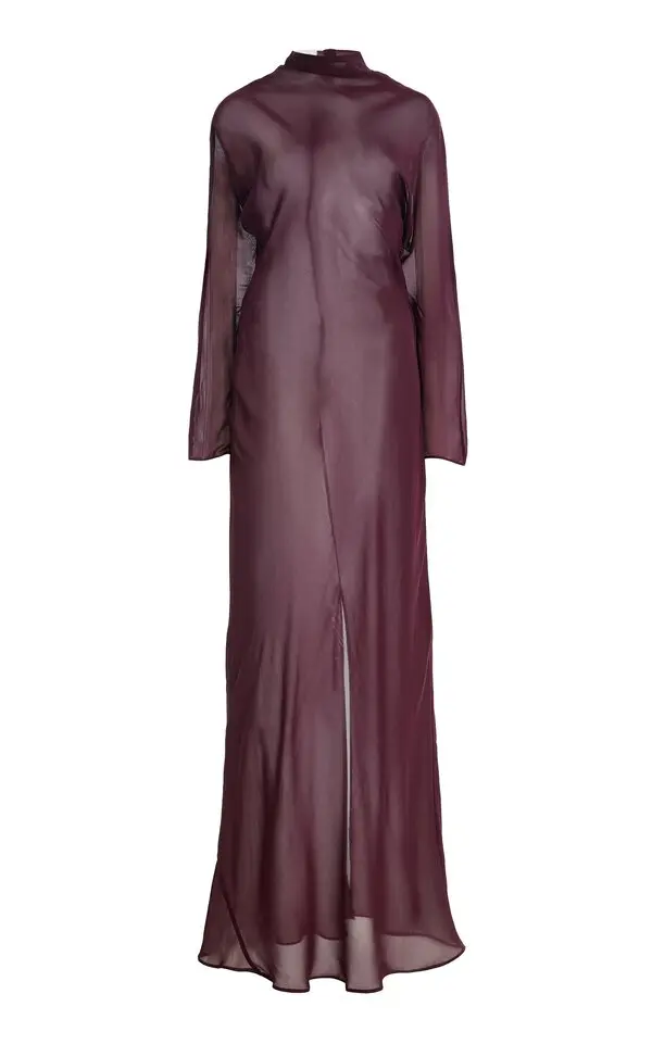 SLOAN Sheer Turtleneck Maxi Dress - Purple