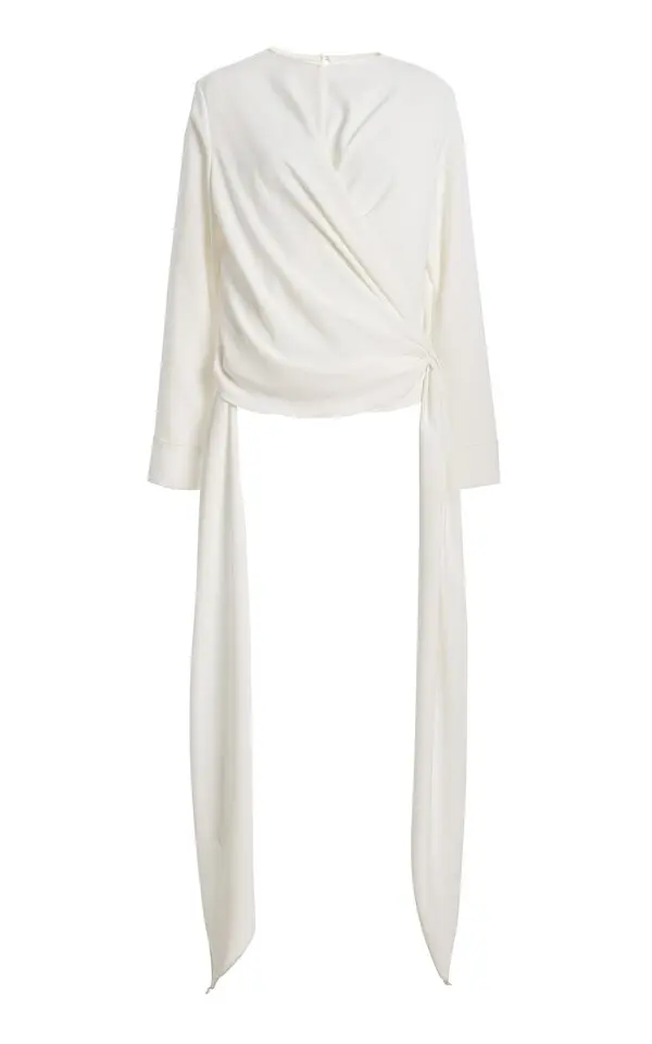 SLOAN Wrap Draped Chiffon Top
