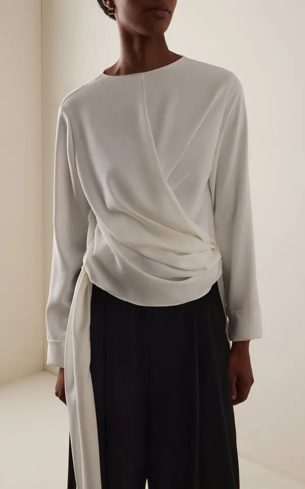 SLOAN Wrap Draped Chiffon Top