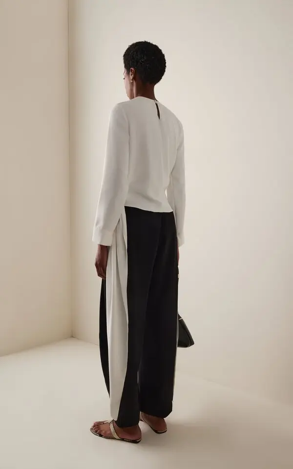 SLOAN Wrap Draped Chiffon Top
