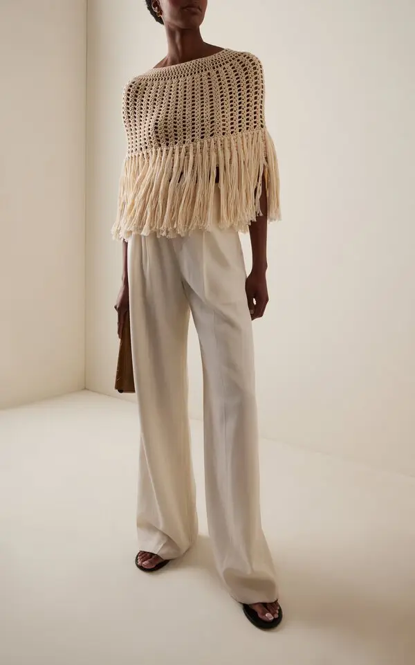 SLOAN Exclusive Fringed Crochet Capelet