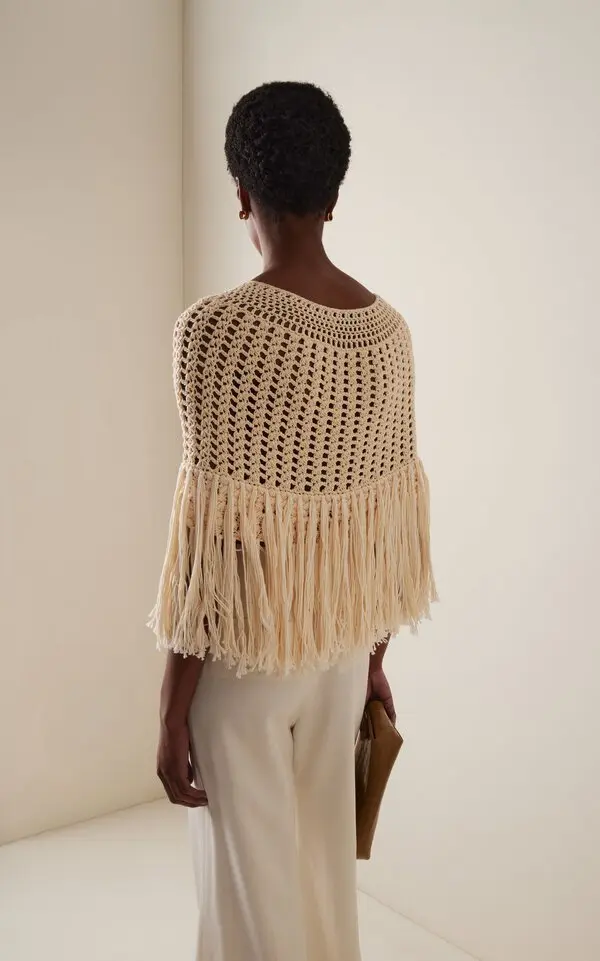 SLOAN Exclusive Fringed Crochet Capelet