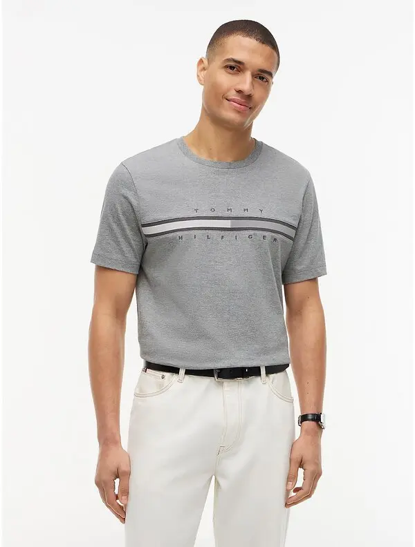 Tommy Hilfiger Tonal Flag Logo T-shirt - Grey Heather