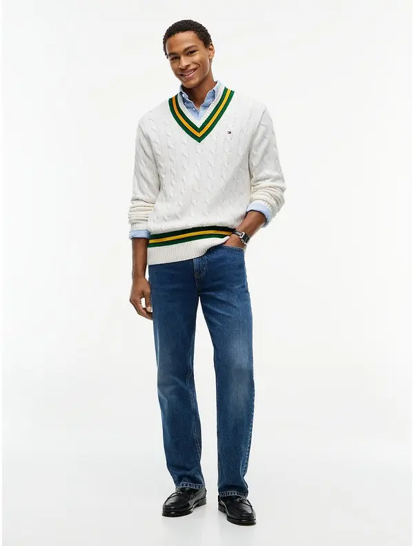 Tommy Hilfiger Relaxed Fit Cable Knit Cricket Sweater