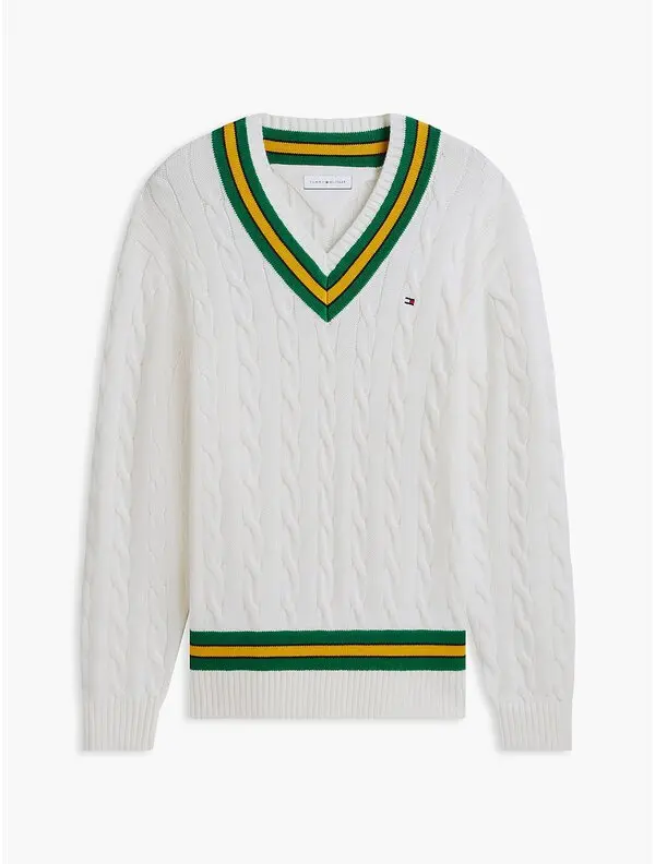 Tommy Hilfiger Relaxed Fit Cable Knit Cricket Sweater