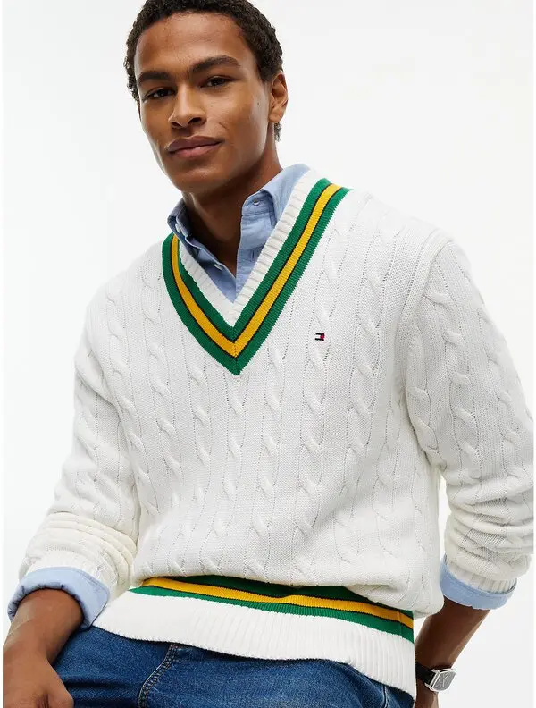 Tommy Hilfiger Relaxed Fit Cable Knit Cricket Sweater