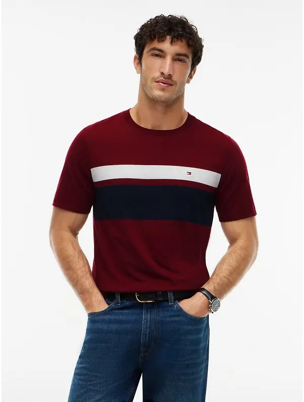 Tommy Hilfiger Block Stripe T-shirt - Burgundy