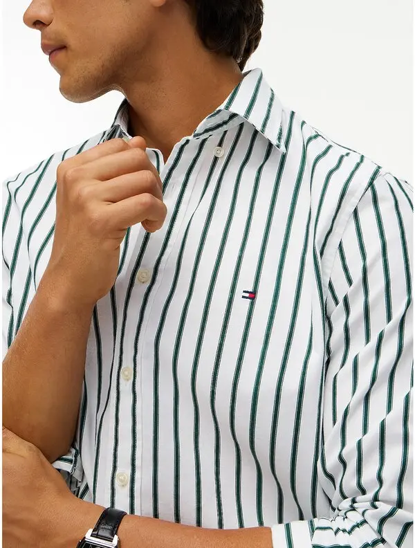 Tommy Hilfiger Regular Fit Striped Oxford Shirt - Optic White