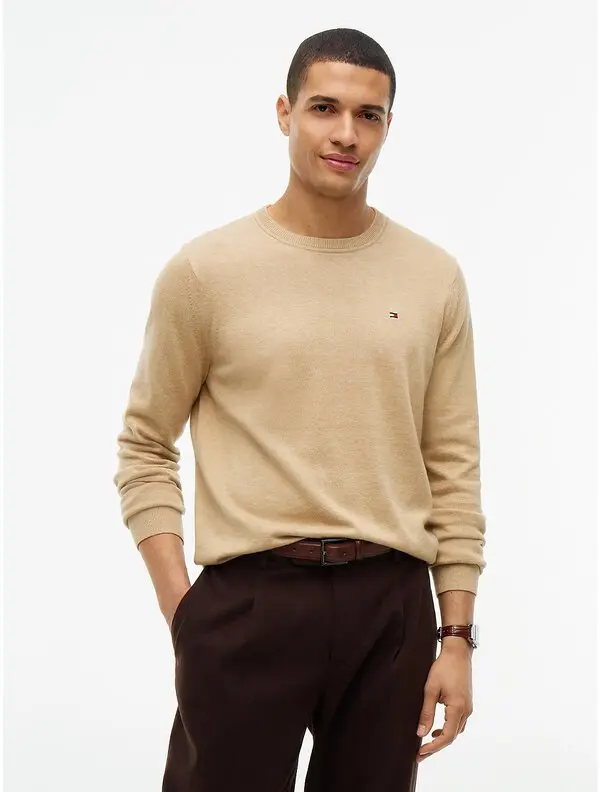 Tommy Hilfiger Solid Crewneck Sweater - Beige