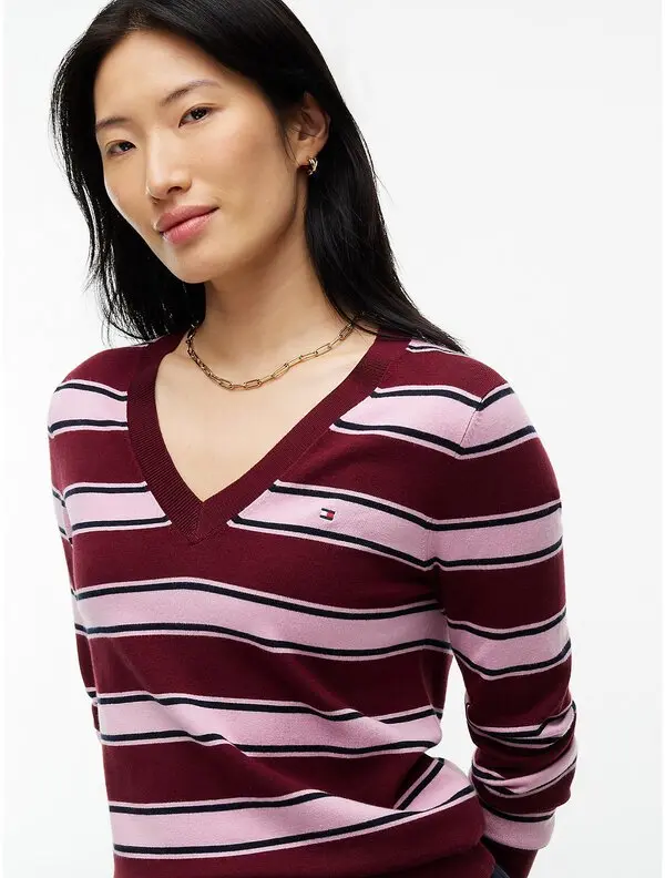 Tommy Hilfiger Striped V-neck Sweater
