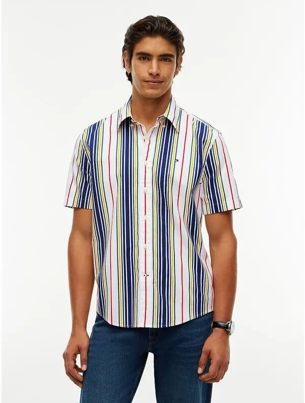 Tommy Hilfiger Regular Fit Multi-stripe Oxford Shirt - Optic White Multi