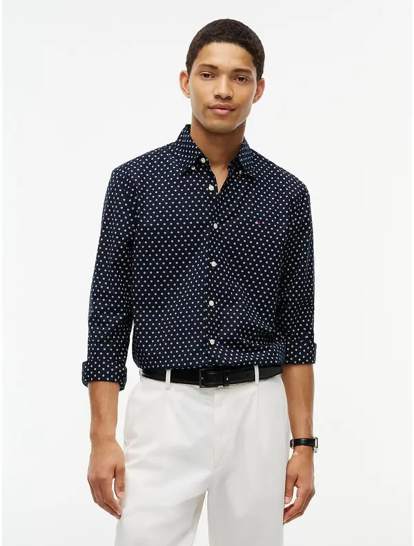 Tommy Hilfiger Regular Fit Mini Floral Print Shirt - Navy Blue