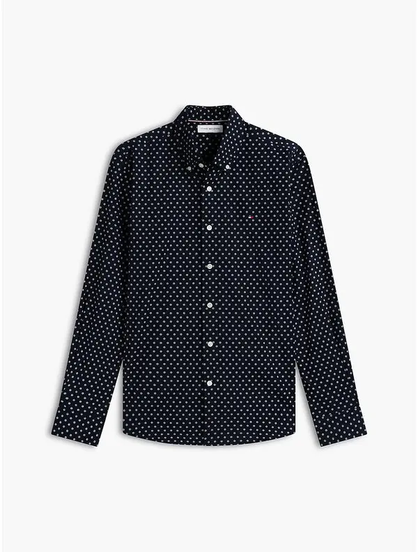 Tommy Hilfiger Regular Fit Mini Floral Print Shirt - Navy Blue