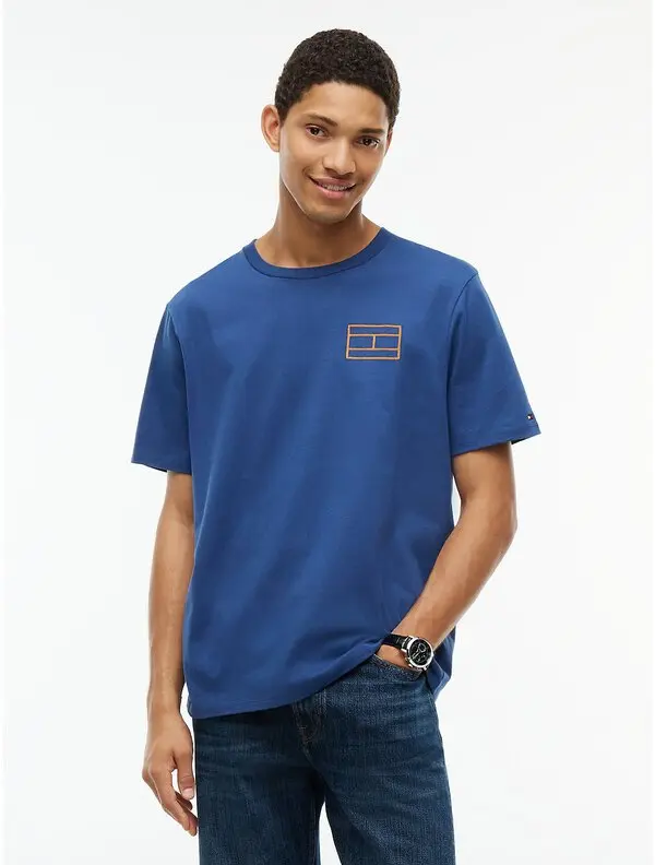 Tommy Hilfiger Embroidered Flag Logo T-shirt - Indigo Blue