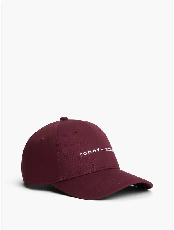 Tommy Hilfiger Embroidered Tommy Logo Baseball Cap - Burgundy