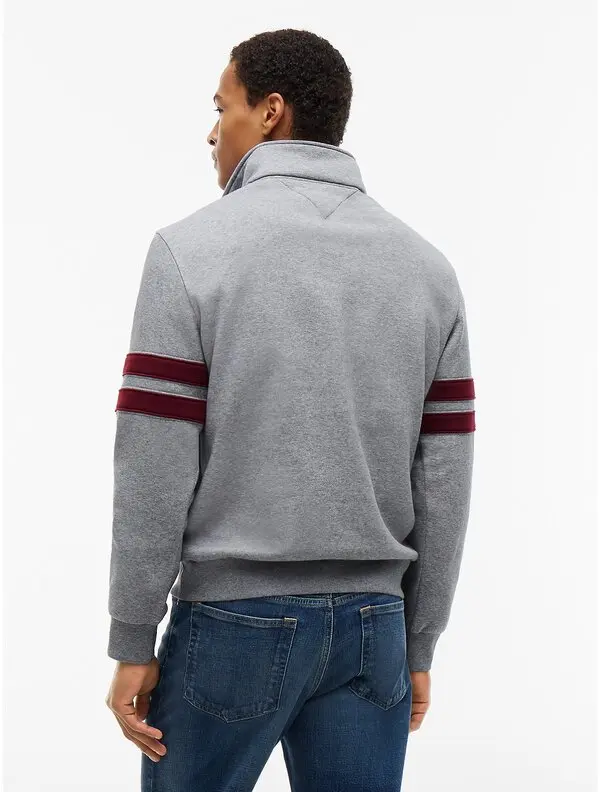 Tommy Hilfiger Varsity Stripe Quarter-zip Sweatshirt - Grey