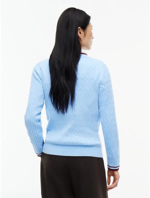 Tommy Hilfiger Cable Knit Sweater With Tipped Trim