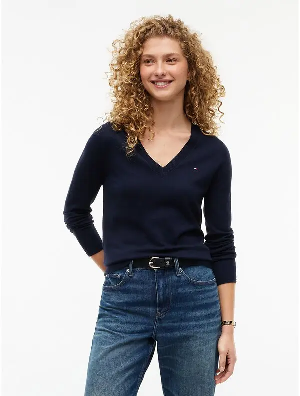 Tommy Hilfiger V-neck Sweater - Navy Blue