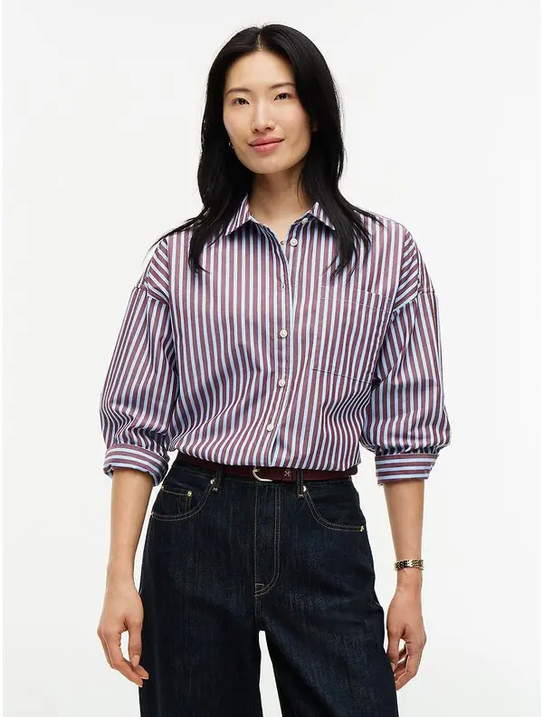 Tommy Hilfiger Oversized Striped Poplin Pocket Shirt