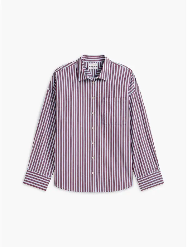 Tommy Hilfiger Oversized Striped Poplin Pocket Shirt