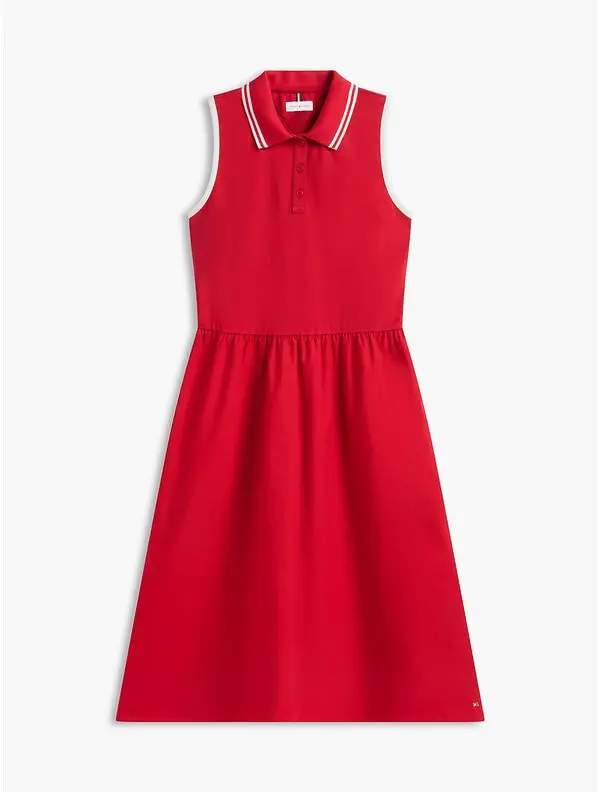Tommy Hilfiger Sleeveless Polo Midi Dress With Poplin Skirt