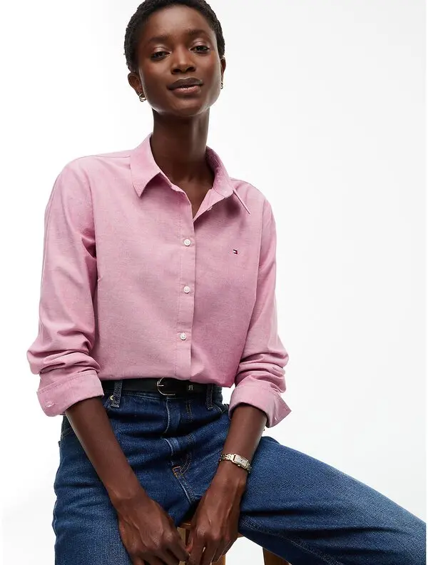 Tommy Hilfiger Regular Fit Stretch Oxford Shirt - Ruby Rhubarb