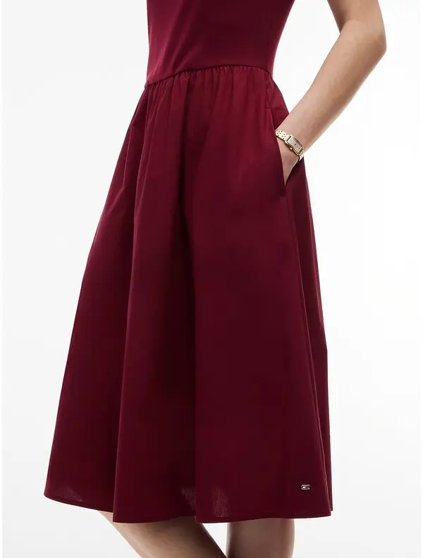 Tommy Hilfiger Mixed-media T-shirt Midi Dress - Burgundy