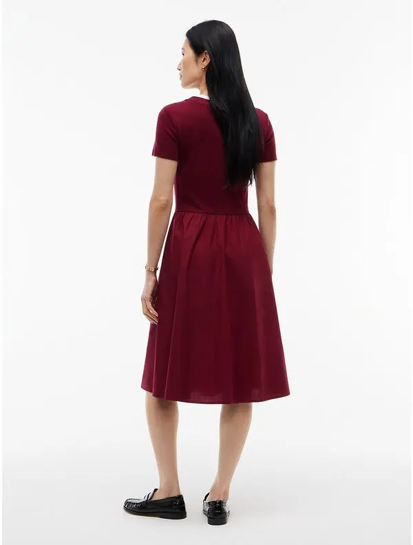 Tommy Hilfiger Mixed-media T-shirt Midi Dress - Burgundy