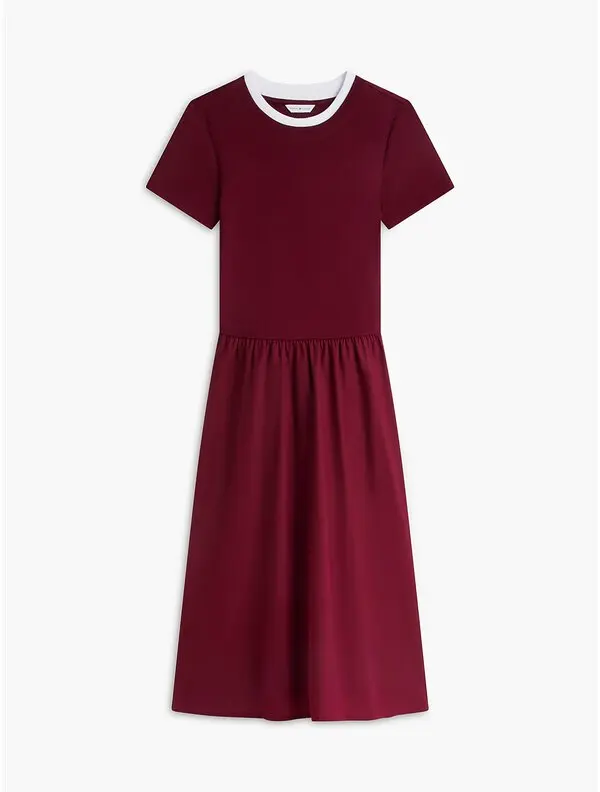 Tommy Hilfiger Mixed-media T-shirt Midi Dress - Burgundy