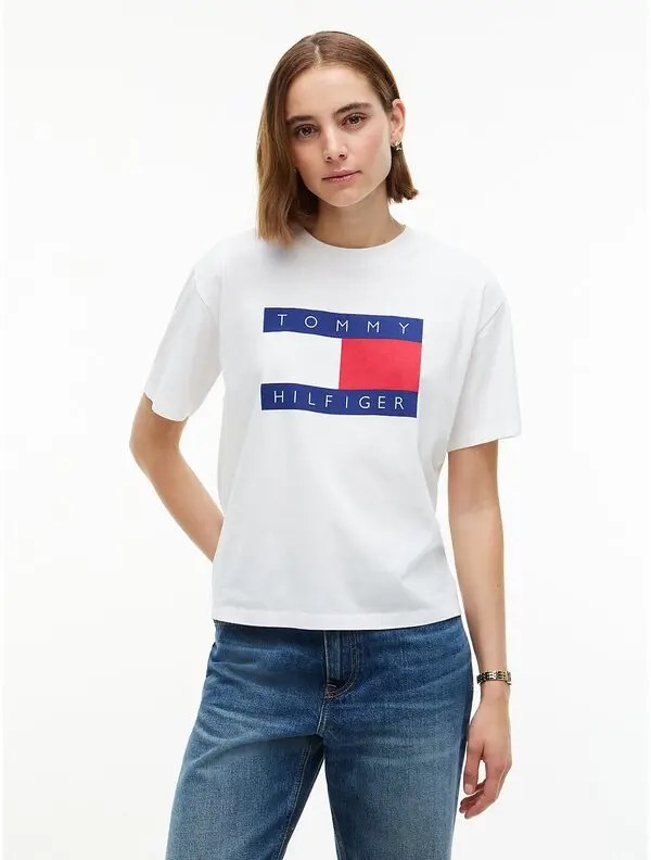 Tommy Hilfiger Flag Logo T-shirt - Ecru