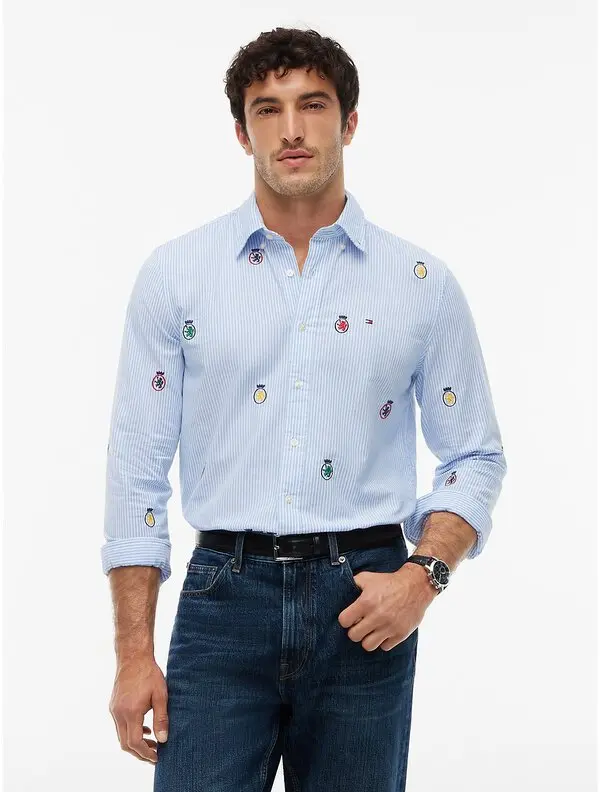 Tommy Hilfiger Regular Fit Allover Crest Striped Shirt