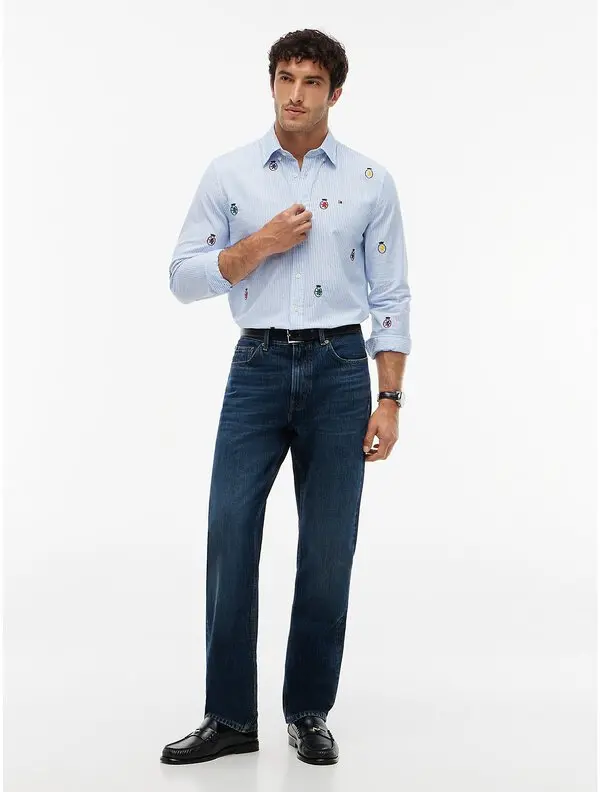 Tommy Hilfiger Regular Fit Allover Crest Striped Shirt